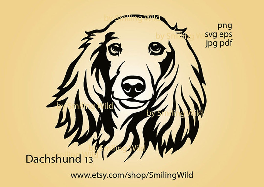 Dachshund Svg Vector Head File Long Haired Dachshund Clipart Cuttable ...