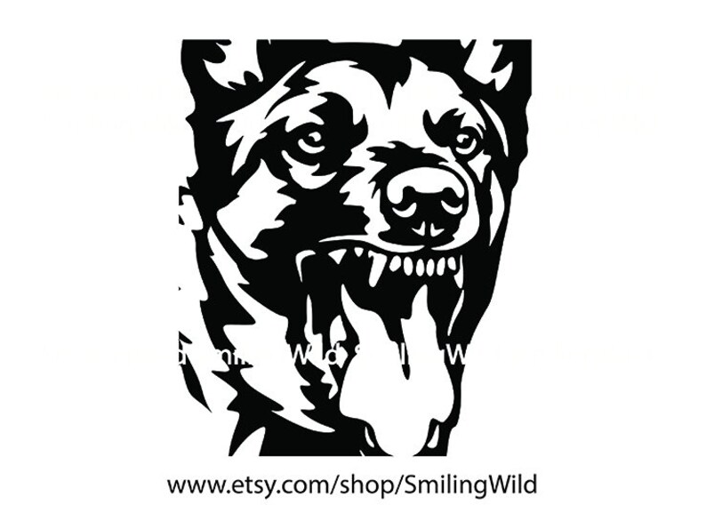 Angry Malinois Dog SVG, PNG, DXF Art Files, Growling Shepherd Clipart ...