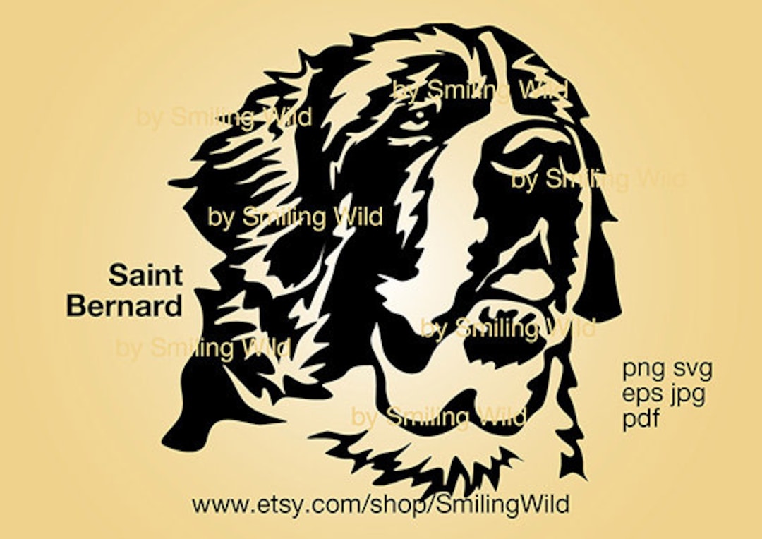 Saint Bernard Dog Svg Clipart Vector Graphic Art Saint Bernard Portrait ...