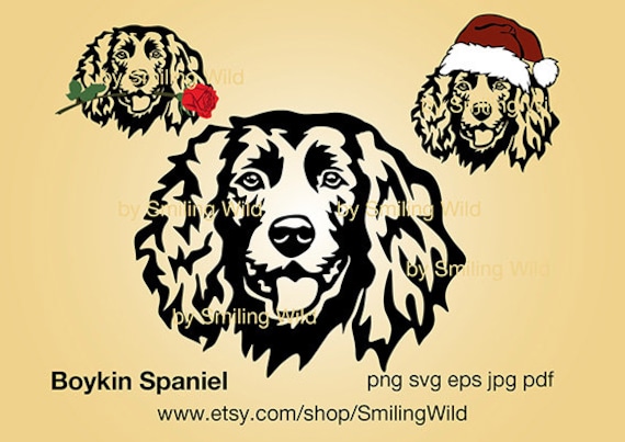 Boykin Spaniel Svg Clipart Portrait Vector Grpahic Art Santa | Etsy UK