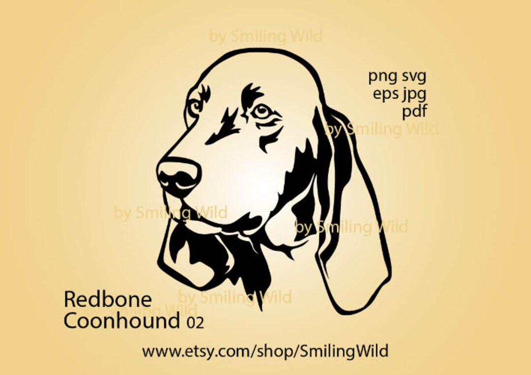 Redbone Coonhound Svg Vector Graphic Art, Dog Head Clip Art, Redbone ...