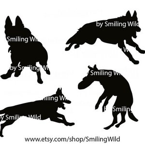 German Shepherd Svg Silhouette Running Dog Vector Art Jumping Shepherd ...