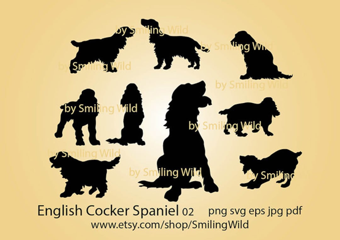 English Cocker Spaniel Svg Sitting Dog Silhouette Cut File, Cocker ...