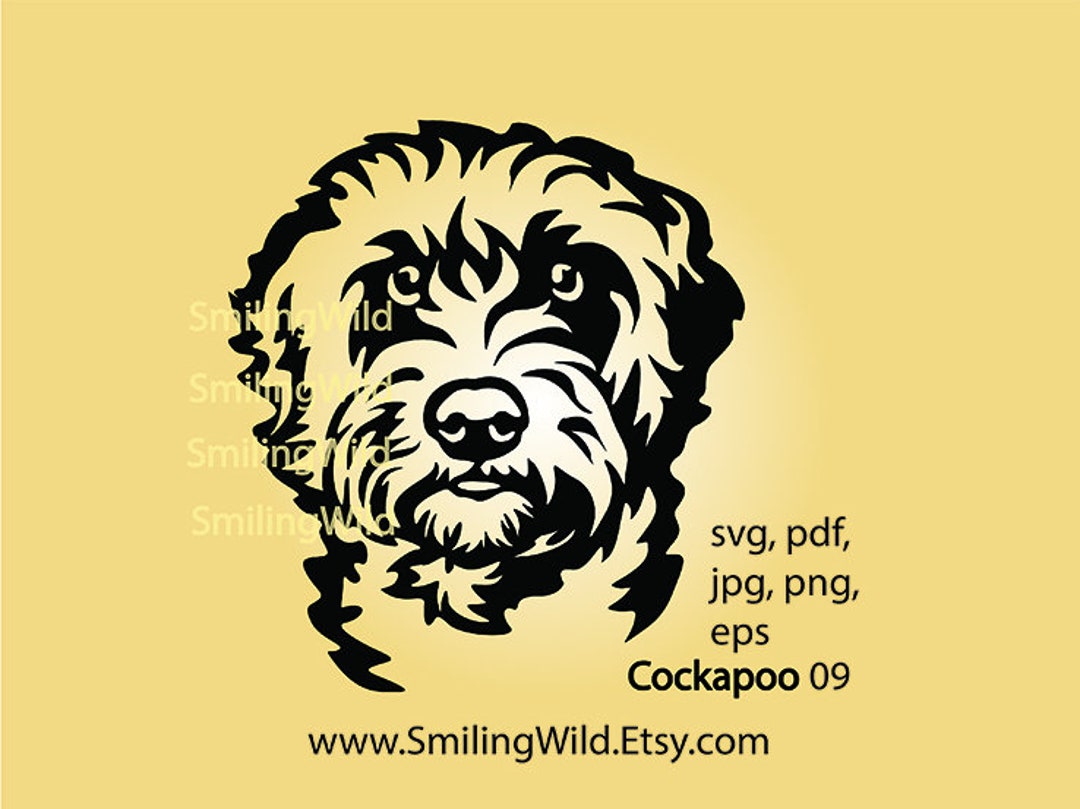 Cockapoo Svg Portrait Vecor Graphic Art Dog Head Cut File - Etsy