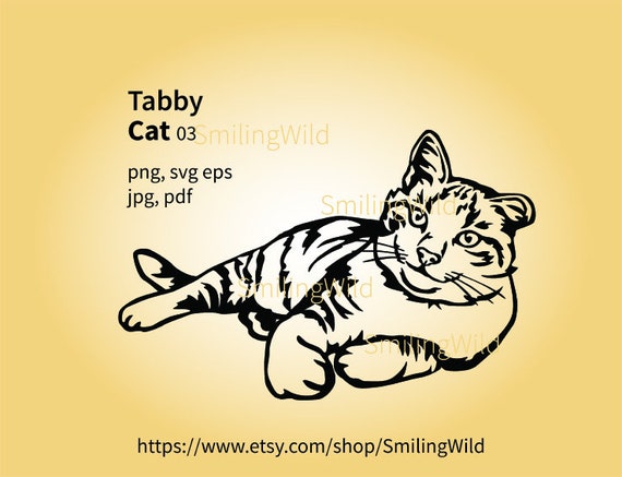 Tabby Cat Svg Vector Graphic Design Lying Cat Cuttable Clip - Etsy