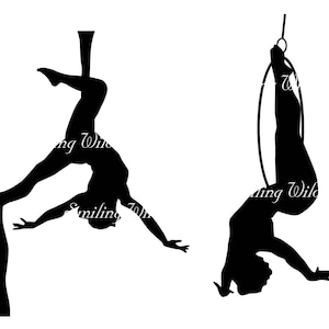 Aerial Acrobat SVG PNG Silhouette Bundle Cut File Aerial Performer ...