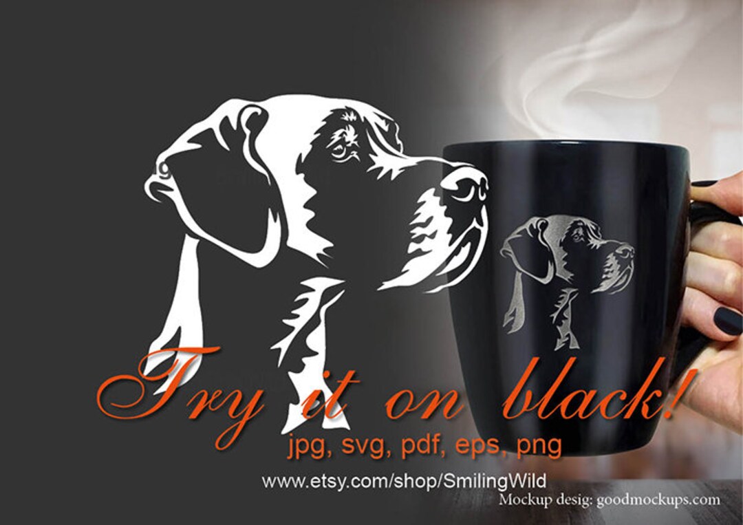 Great Dane Svg White Vector Portrait Dog Profile Vector Graphic Art ...