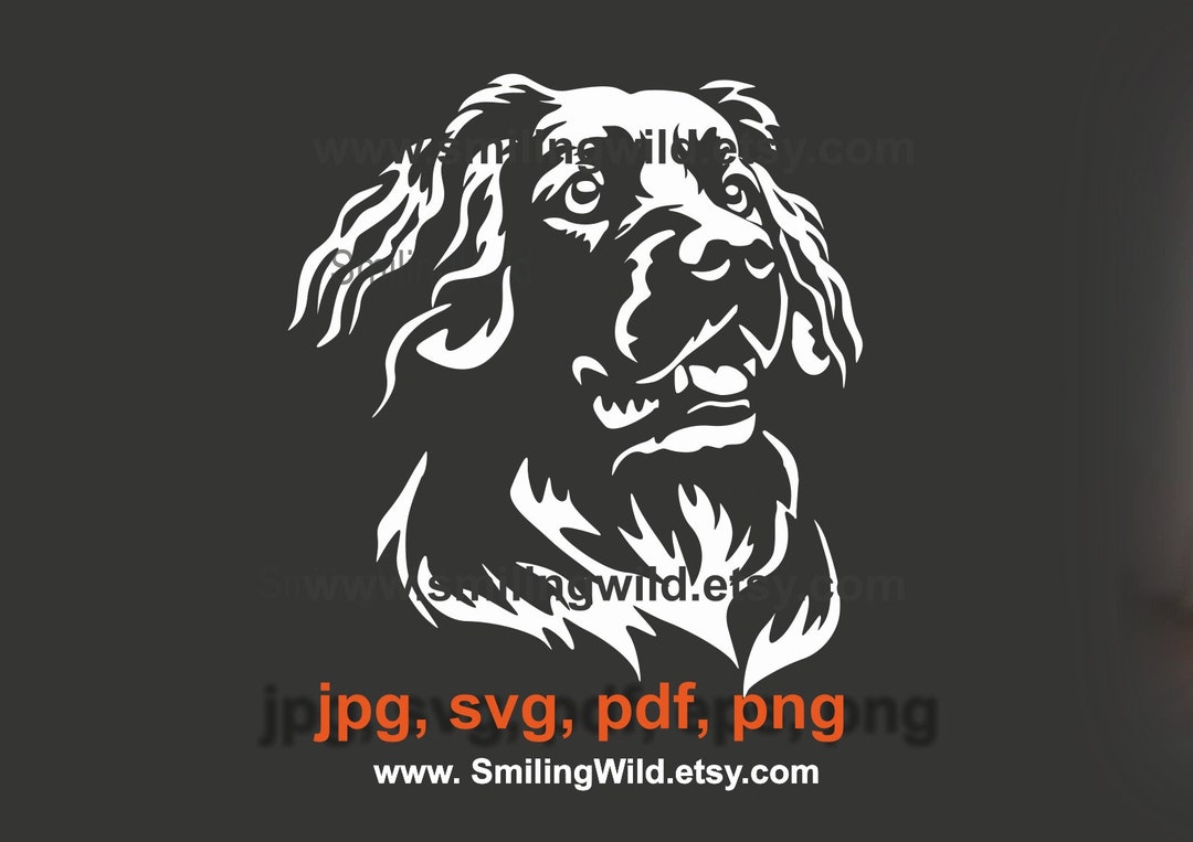 Stabyhoun Dog Svg & Png Clipart Portrait - Realistic White Canine ...