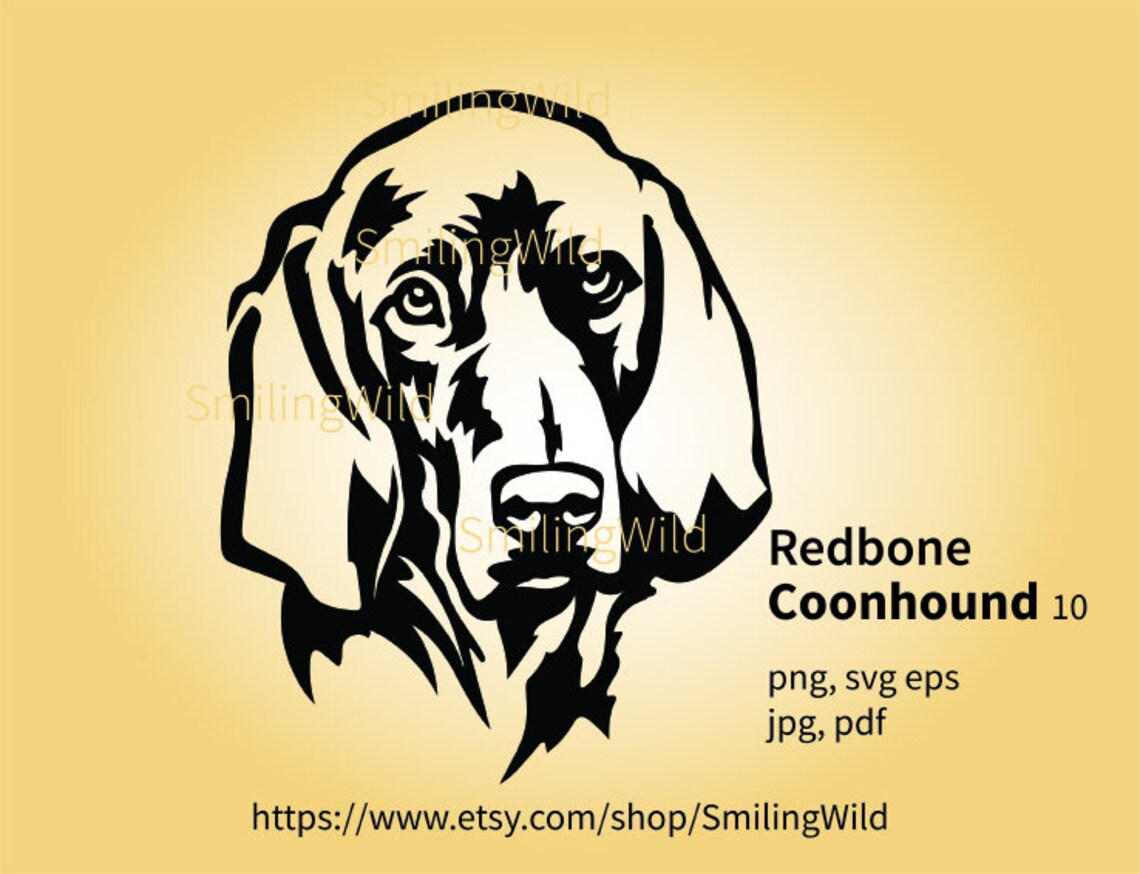 Redbone Coonhound Svg Vector Graphic Art Dog Head Clip Art - Etsy