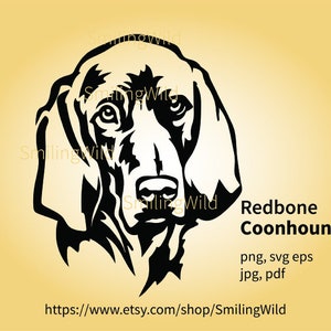 Redbone Coonhound Svg Vector Graphic Art, Dog Head Clip Art, Redbone ...