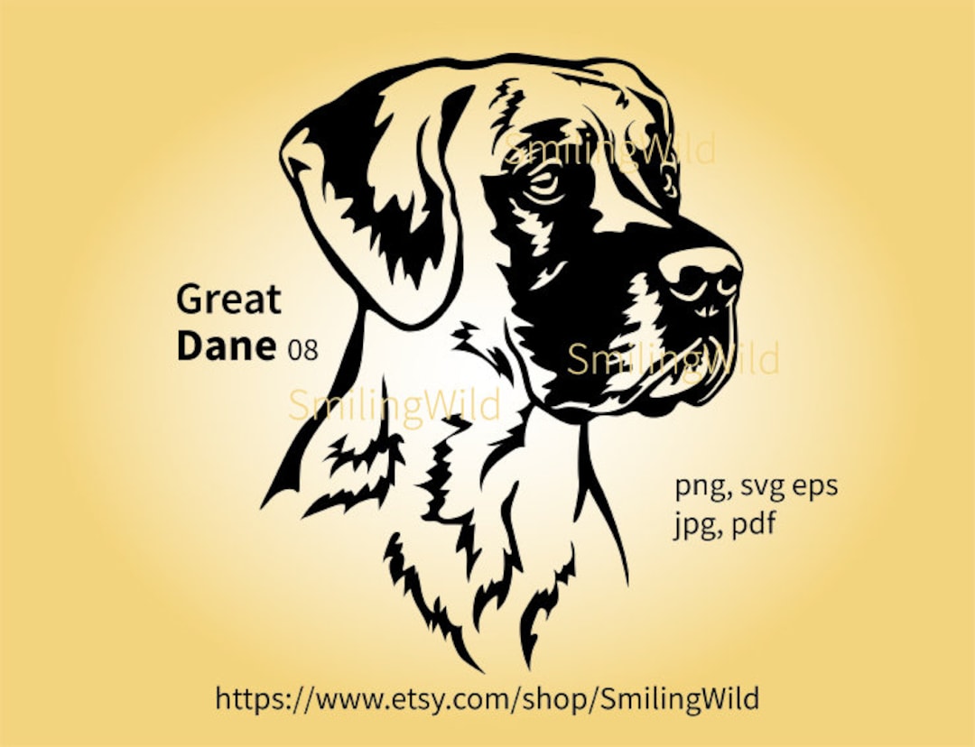 Great Dane Svg, Dog Face Clip Art Vector Graphic Portrait - Etsy