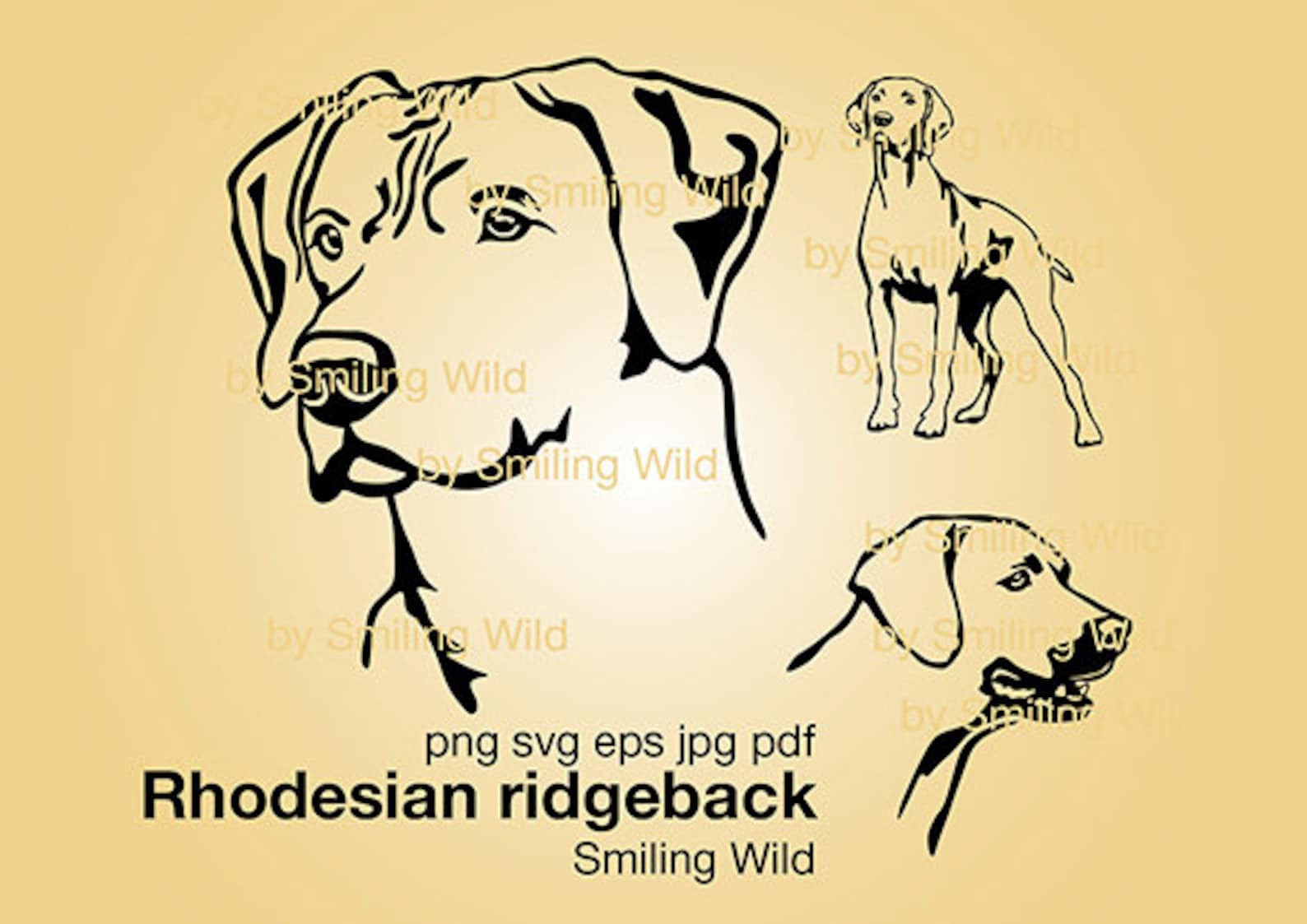 Rhodesian Ridgeback Svg Clipart Dog Head Portrait Vector - Etsy