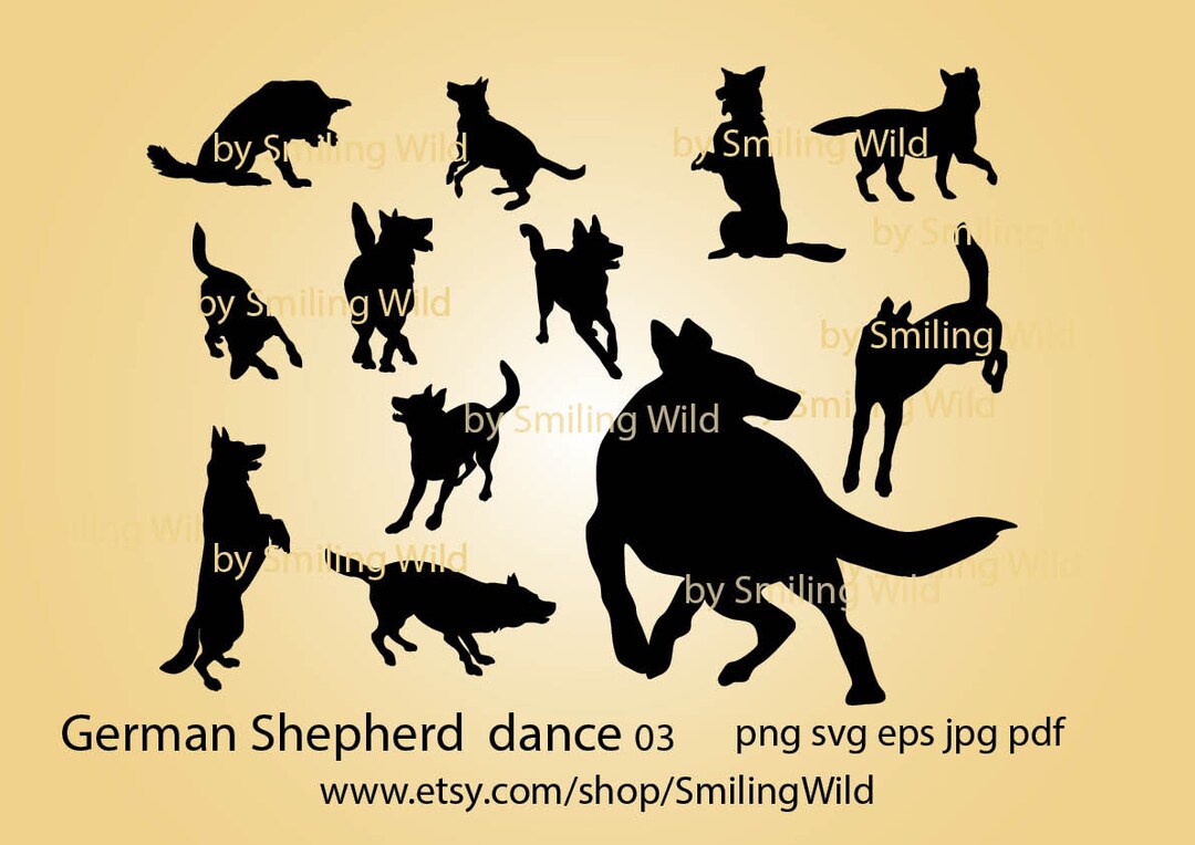 German Shepherd Dancing Dog Svg Silhouette Cut File, German Shepherd ...