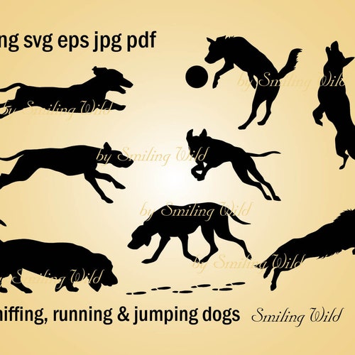 German Shepherd Svg Silhouette Running Dog Vector Art Jumping - Etsy