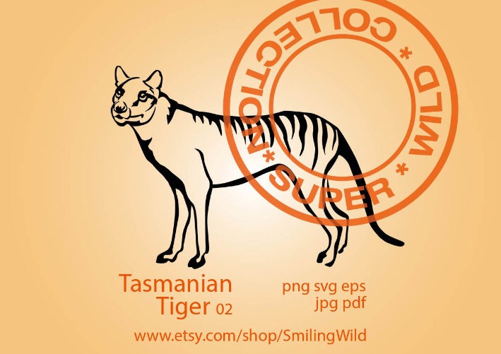 Tasmanian Tiger Svg Clip Art Australian Animal Vector Graphic - Etsy ...