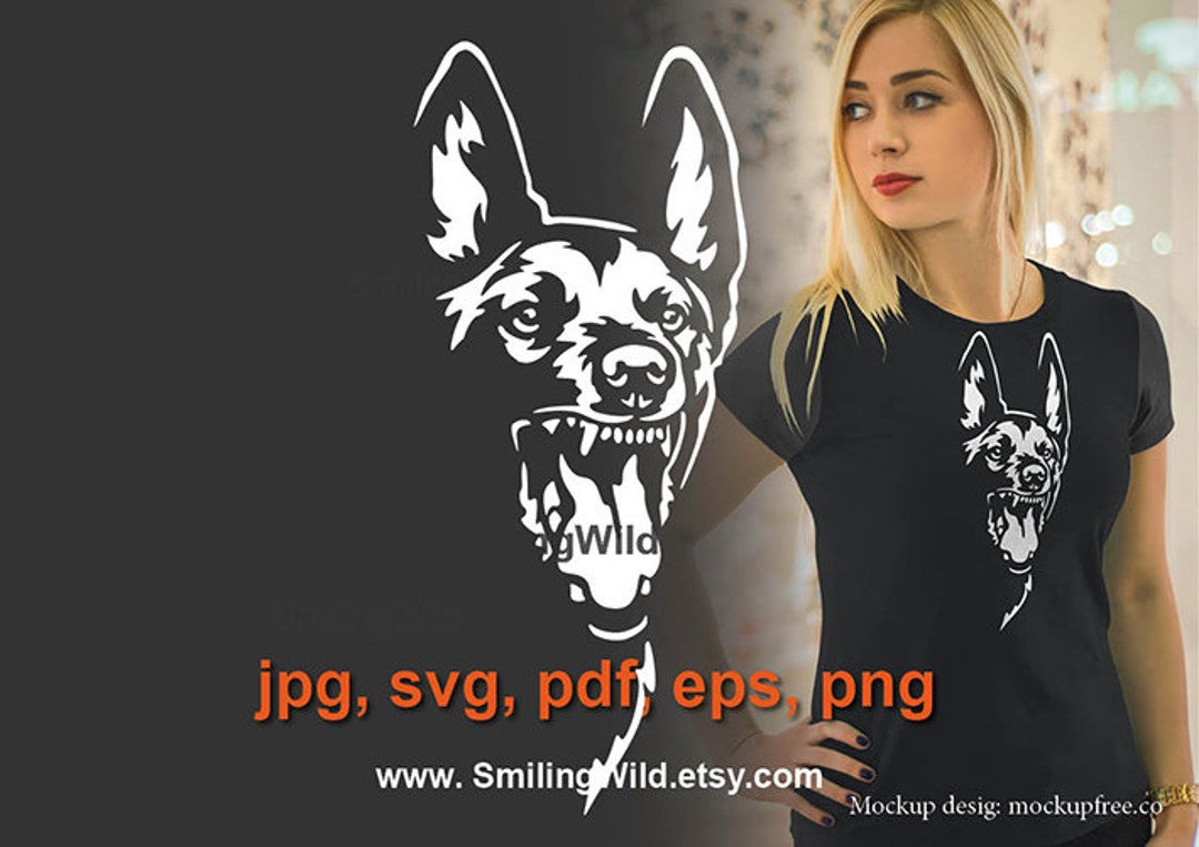 Angry Malinois SVG, PNG & DXF Clipart: Police Dog Vector Art (digital ...