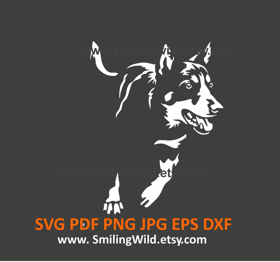 Kelpie SVG PNG DXF Vector Design: Herding Dog White Clipart (digital ...