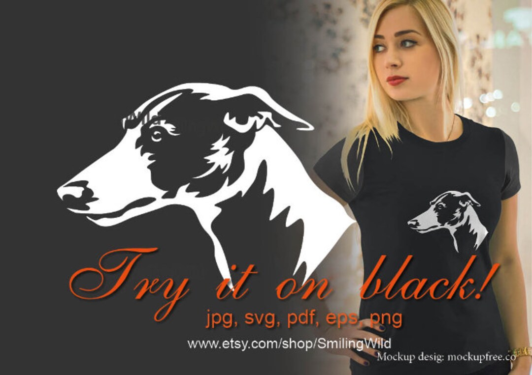 Whippet Dog Head Svg Portrait, Whippet Cuttable Digital Clip Art ...