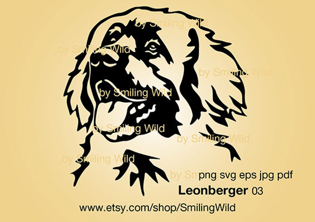Leonberger Portrait Svg Head Dog Logo Smiling Dog Leonberger Cut File ...