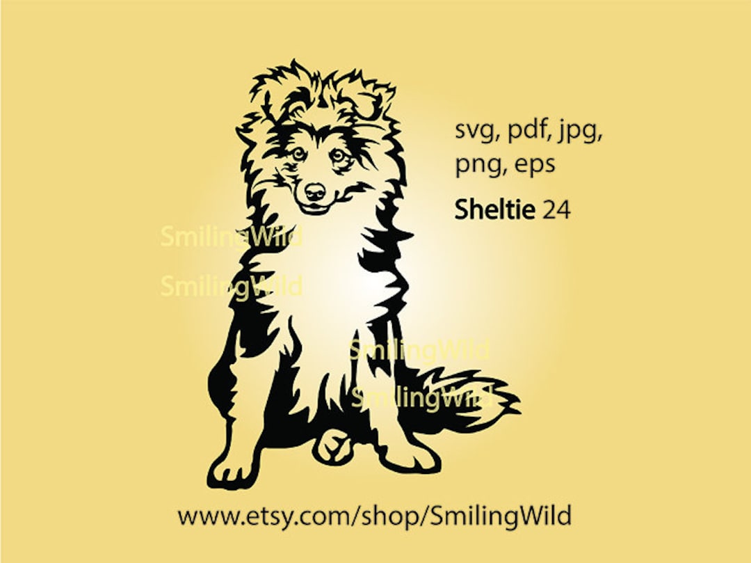 Dog Head Svg Sheltie Vector Graphic Art Shetland Sheepdog Cut - Etsy