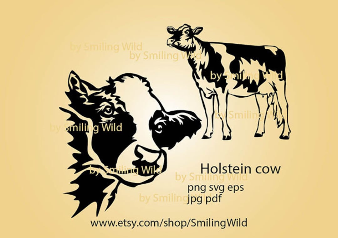 Holstein Friesain Cow Svg Cattle Clipart Vector Graphic Art Holstein ...