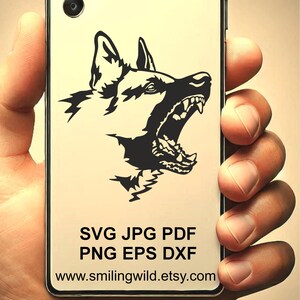 German Shepherd Growling Portrait, Barking Dog SVG Clipart - Etsy