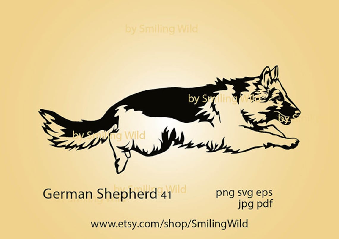 Jumping German Shepherd Svg Running Dog Clipart German - Etsy