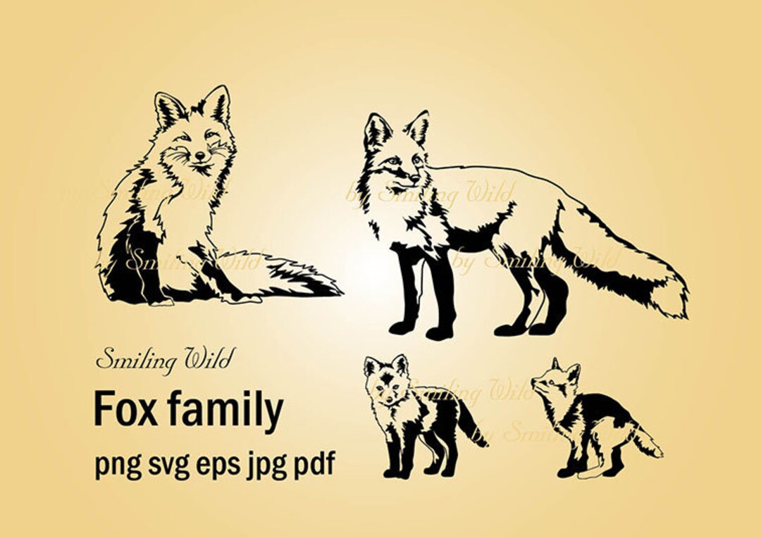 Fox Family Svg Animal Mom Vector Graphic Art Png Clipart Silhouette ...