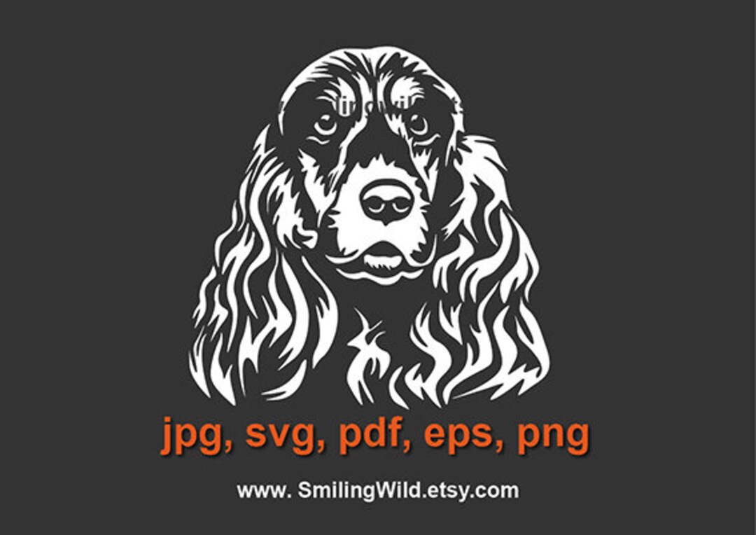 English Cocker Spaniel Svg Portrait Laser Cuttable Cocker Spaniel ...