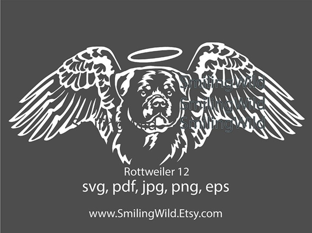 Rottweiler Svg Memorial Vector Clip Art File Angel Dog Pet - Etsy