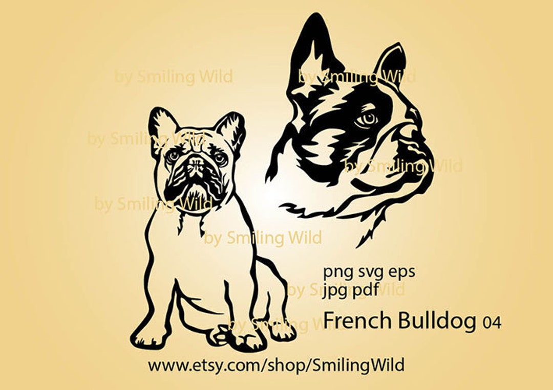 French Bulldog Svg Portrait Vector Graphic Art Cute Dog Head Svg French ...