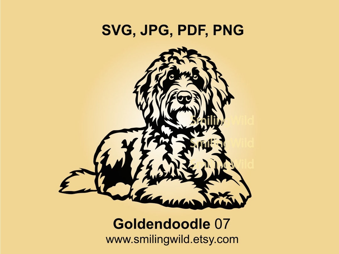 Lying Groodle Dog Svg Head Vector Graphic Clip Art Design, Goldendoodle ...