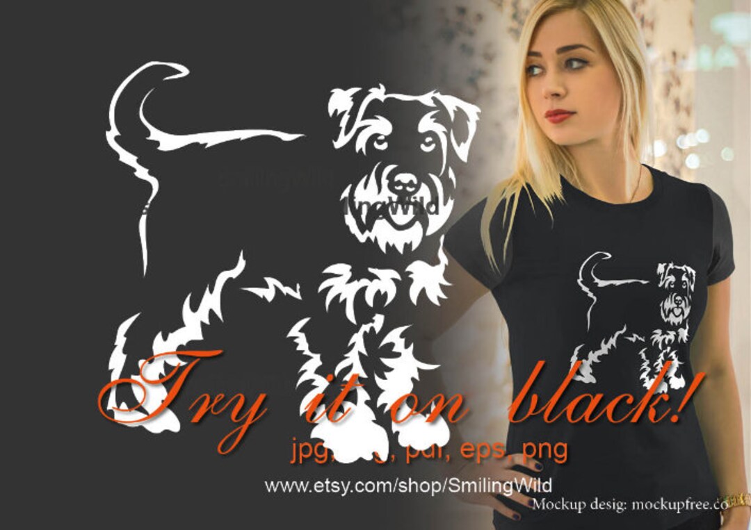 Schnauzer Miniature Dog Svg Clipart White Print on Black - Etsy