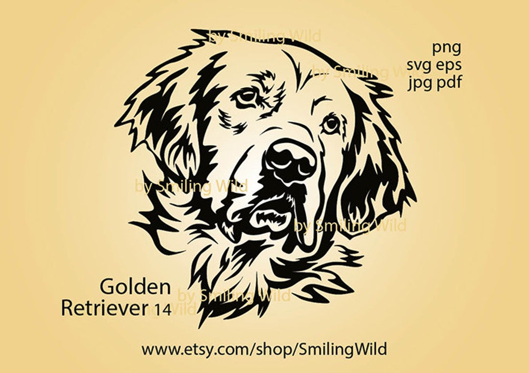 Golden Retriever Svg Clipart /14/ Cuttable Head Cute Dog Cuttable ...