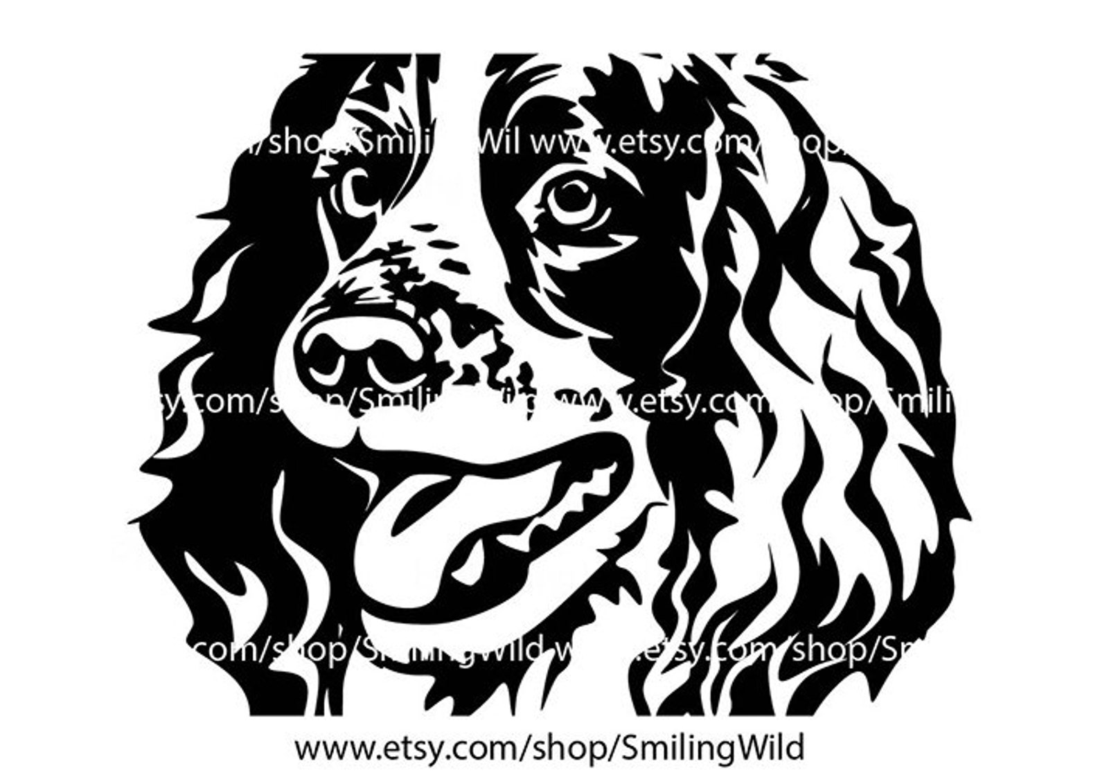 English Springer Spaniel Svg Portrait Vector Graphic Art - Etsy