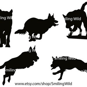German Shepherd Svg Silhouette Running Dog Vector Art Jumping Shepherd ...