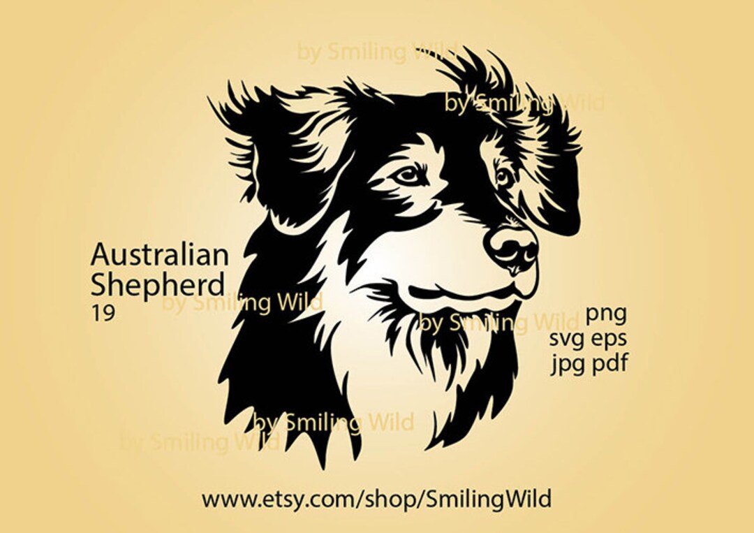 Aussie Head Svg Portrait, Australian Shepherd Clipart Cut File Cuttable ...