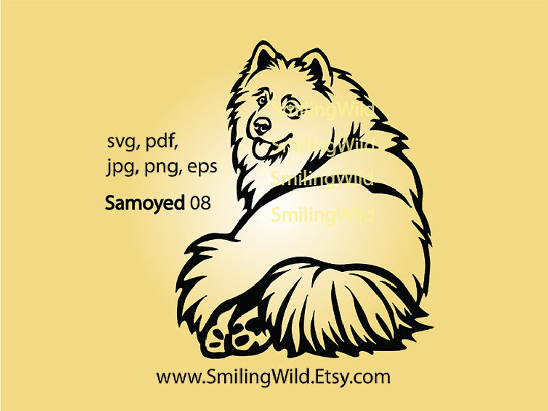 Samoyed Svg Portrait Dog Head Logo Vector Graphic Art Samoyed Clipart ...