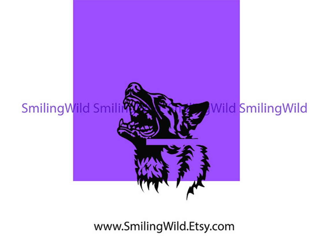 Angry Dog SVG Clipart - Malinois Vector Cut File, K9 Barking Dog ...