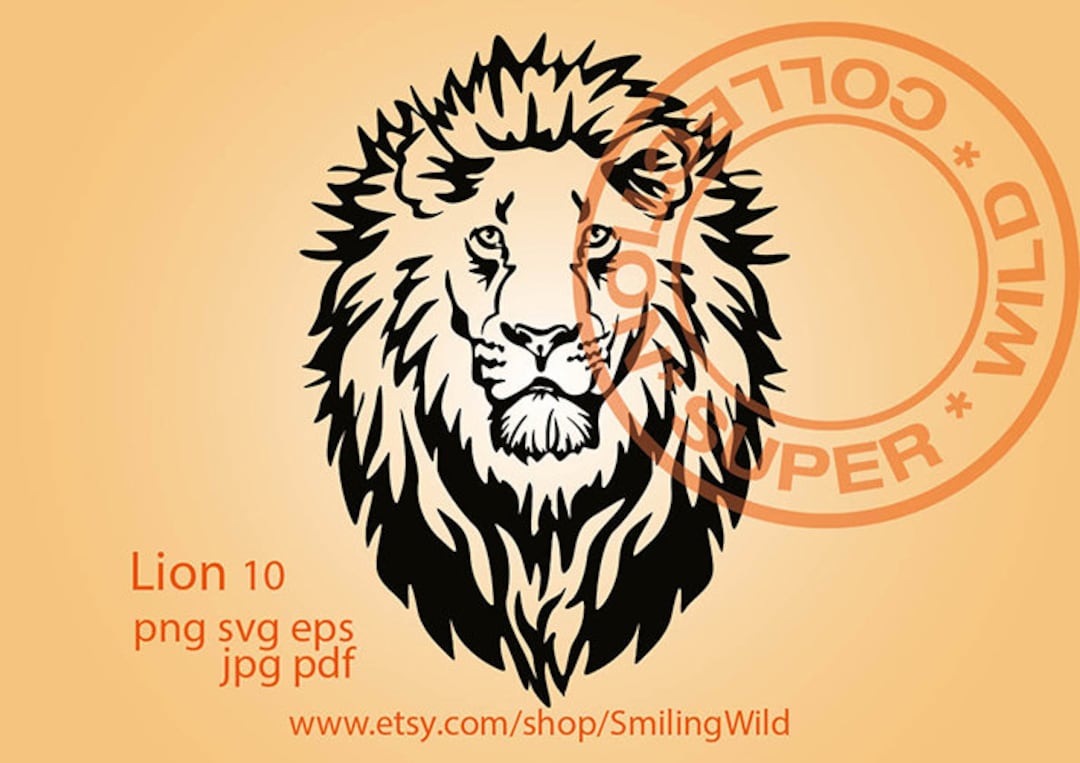 Lion Svg Vector Graphic Art Portrait /10/ Safari Animal Svg Lion Head ...
