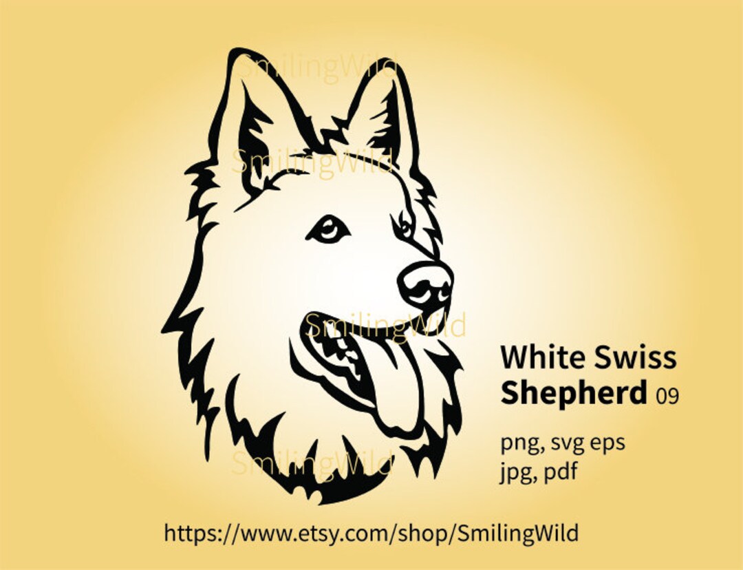 White Swiss Shepherd Svg Berger Blanc Suisse Swiss Shepherd Cut File ...