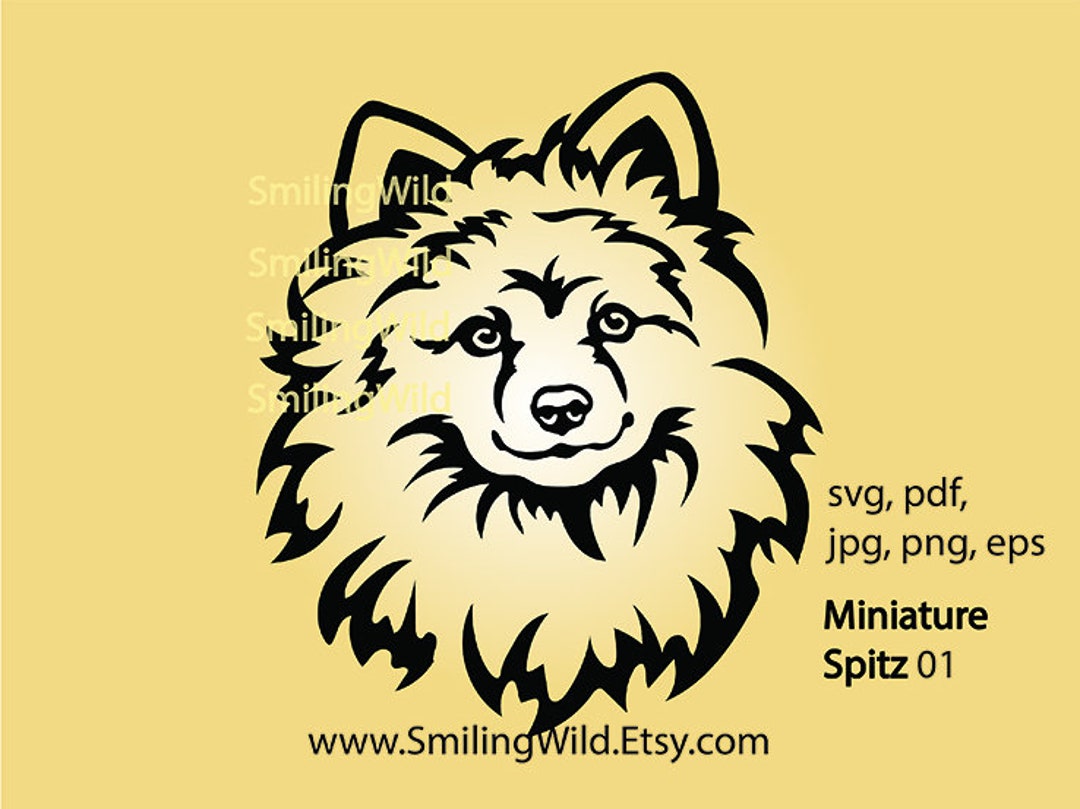 Miniature Spitz Svg Portrait Clipart Vector Graphic Art, Spitz Dog Head ...