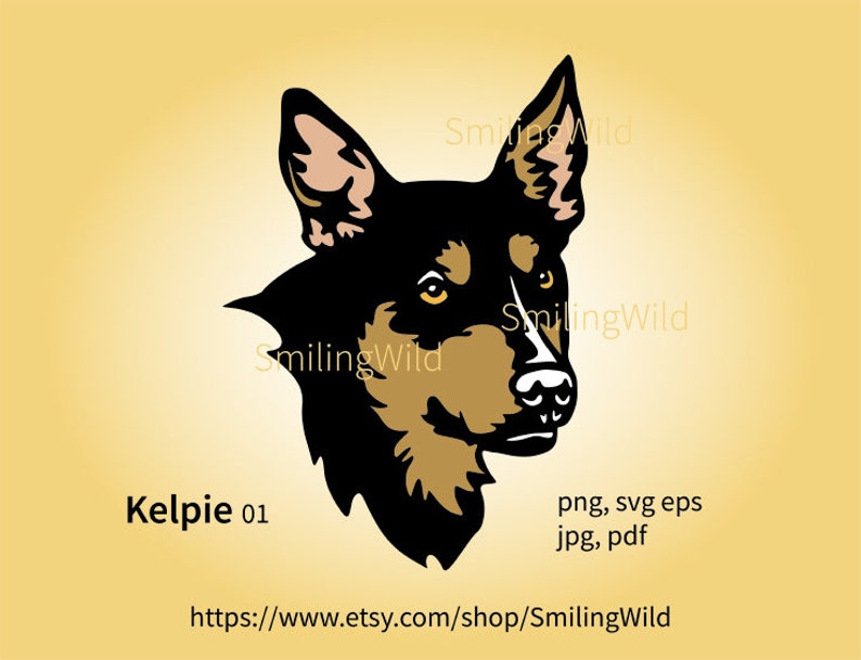 Australian Kelpie Svg Dog Clip Art Illustration Kelpie Vector - Etsy