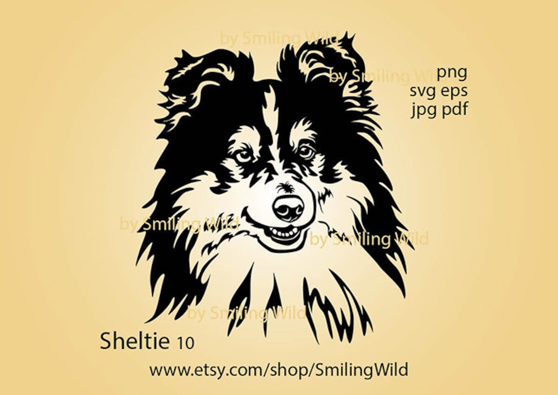 Dog Head Svg Sheltie Vector Graphic Art Shetland Sheepdog Cut - Etsy ...