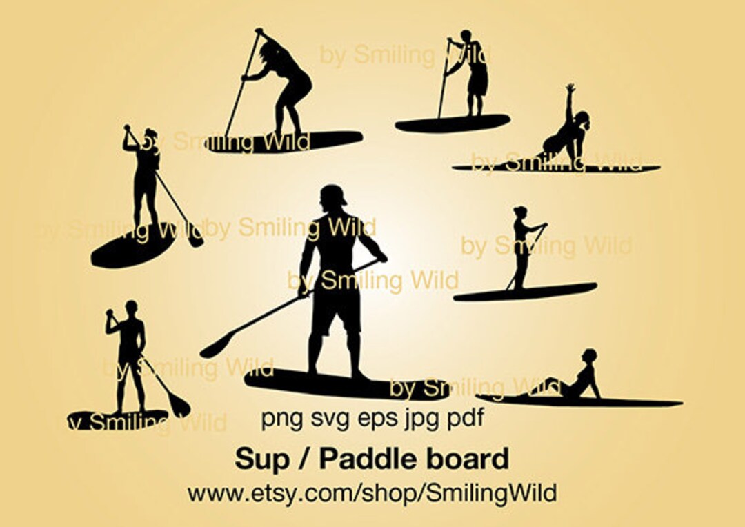 SUP Silhouette SVG & PNG Clipart Bundle Cut File Paddle Board Cuttable ...