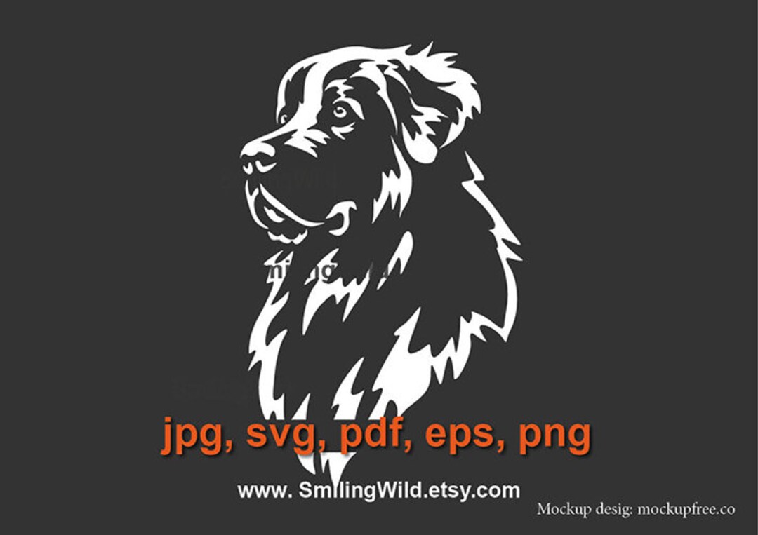 Great Pyrenees Dog SVG & PNG | White Print on Black Mountain Dog Vector ...