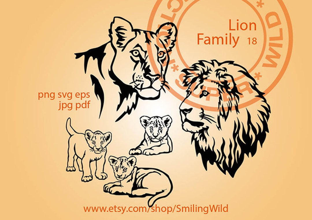 Lion Family Svg Clip Art Vector Graphic Art Lion Dad Mom Cut File Lion ...