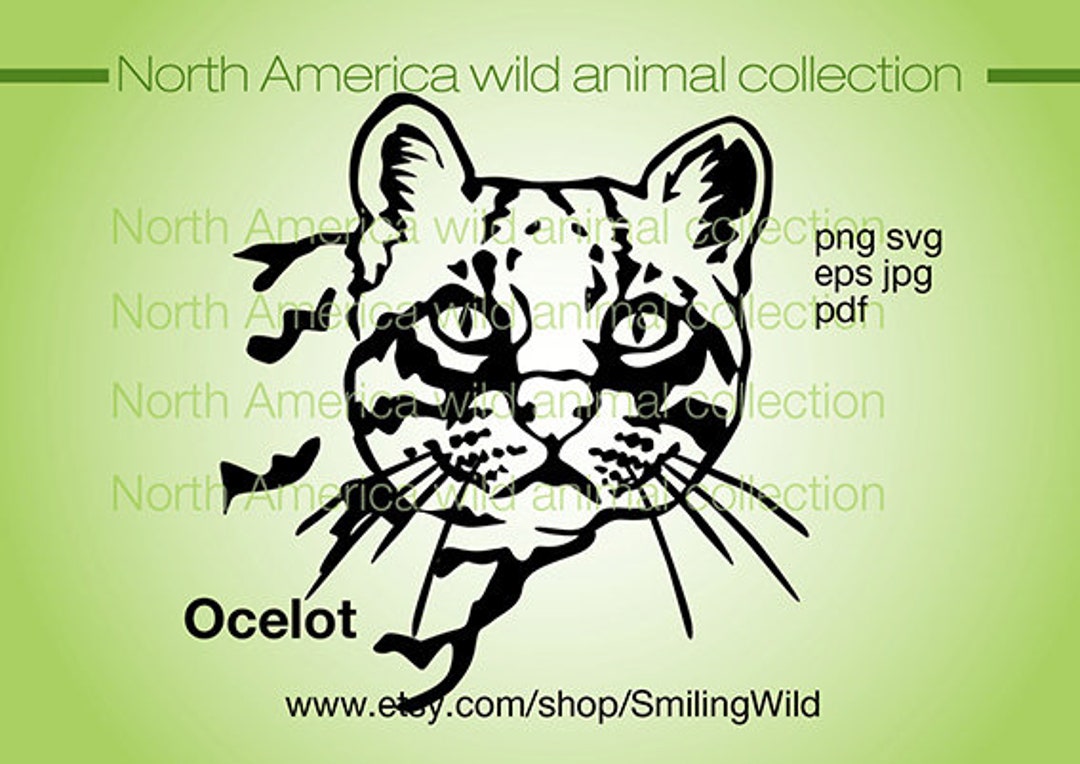 Ocelot Svg Clipart Vector Graphic Art Wild Animal Cat Cut File Svg ...