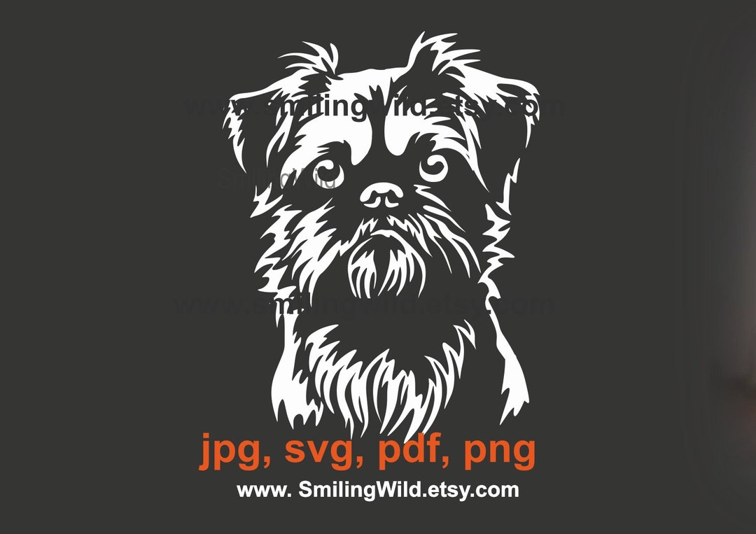 Brussels Griffon Svg Head Clip Art Portrait, Brussels Griffon Cuttable ...