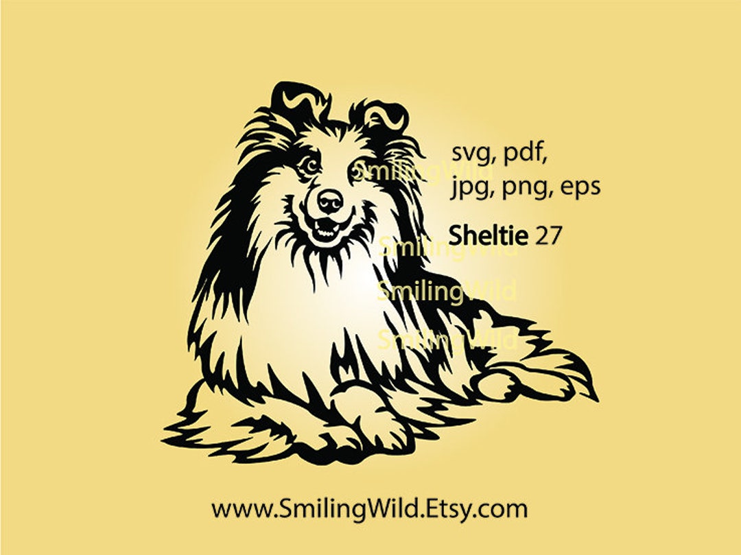 Sheltie Svg Dog Breed Svg Vector Graphic Art, Lying Sheltie Laser Cut ...
